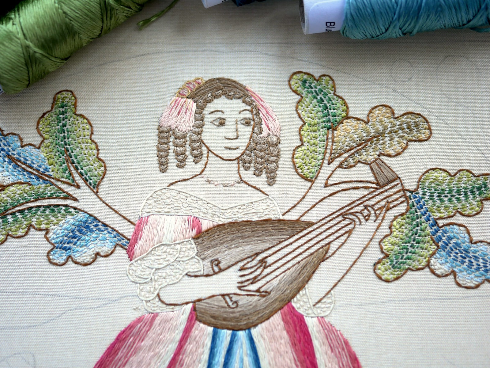 Lady with a Lute | The Crewel Work Company