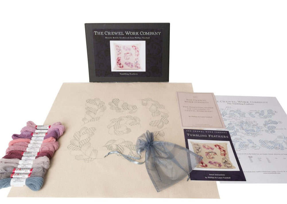 Tumbling Feathers Crewel Embroidery Kit | The Crewel Work Company